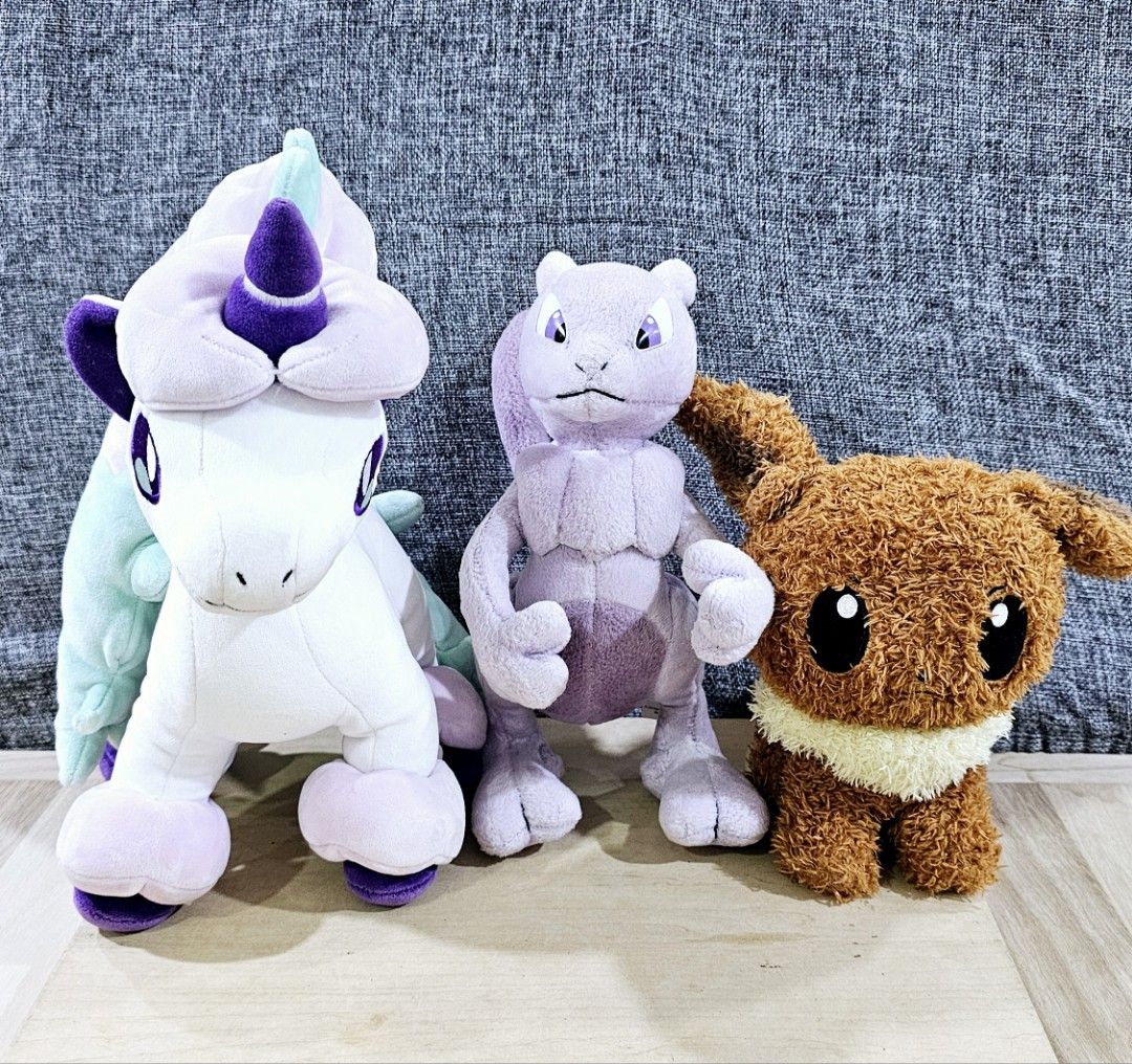 Pokemon Eevee Ponyta Mewtwo Litwick Minccino Happiny Samurott plushies ...