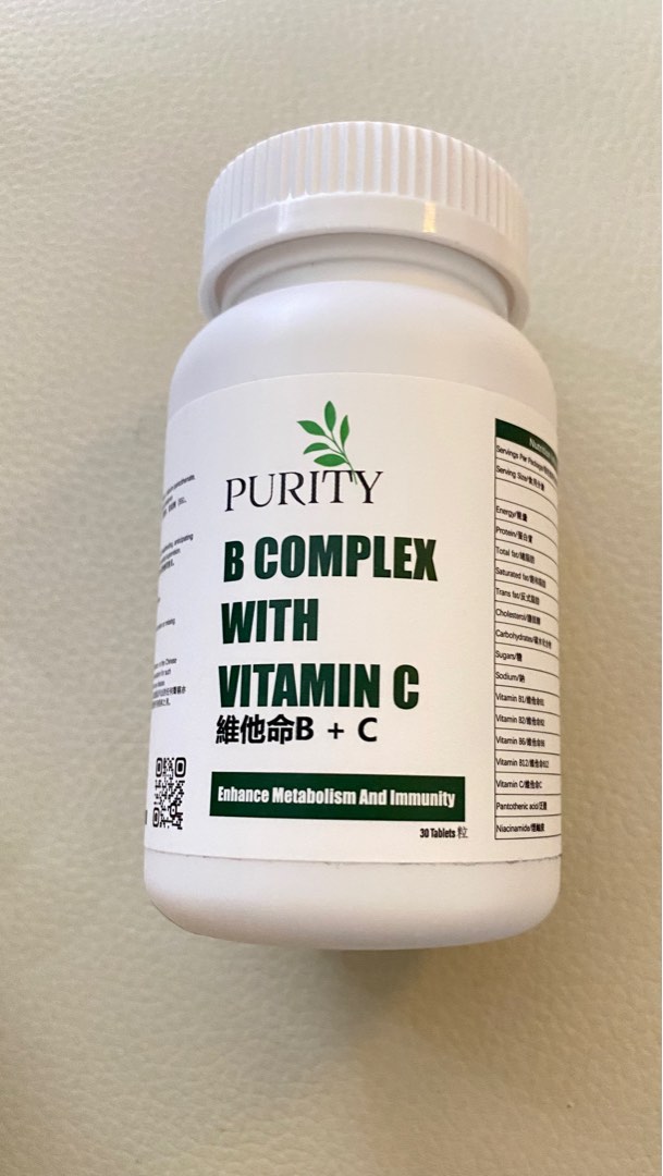 Purity B complex with Vitamin C 30 粒 全新未開. 到期日2027June, 健康及營養食用品, 健康補充品 ...
