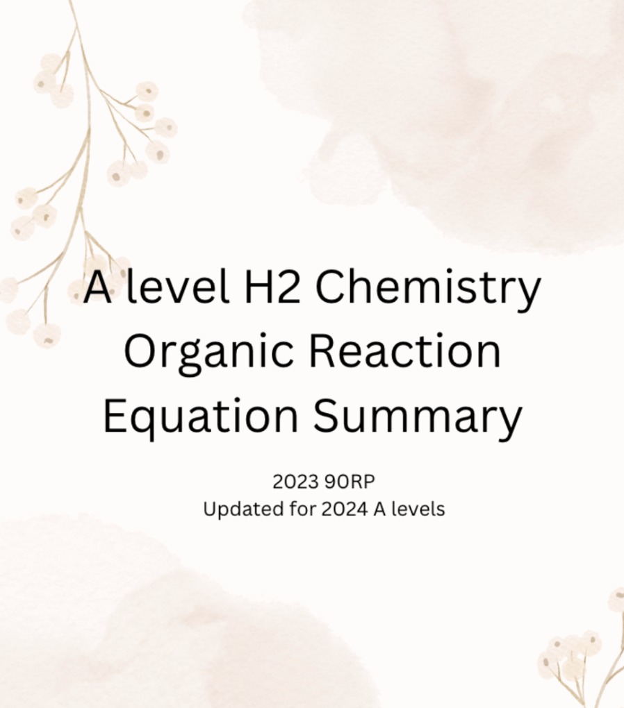 [RI NOTES] A level H2 Chemistry Organic Reaction Equations Summary ...