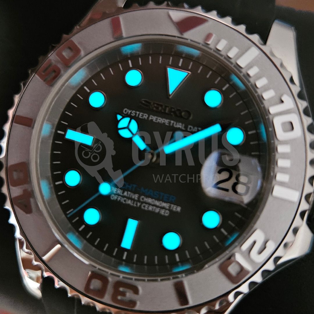 Seiko Mod Yacht-Master Rhodium Rubber Strap 40mm NH35 Automatic Watch Men Watch Sports Watch ...