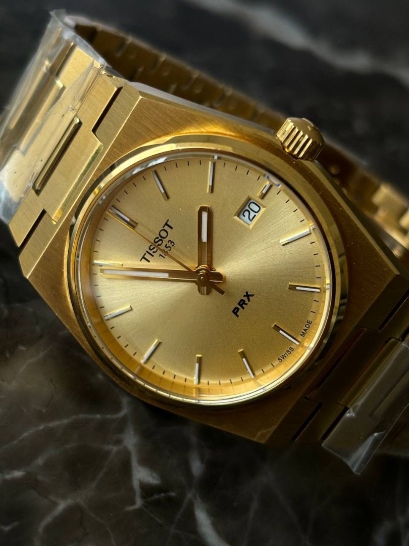 Tissot PRX Quartz Gold, Luxury, Watches on Carousell
