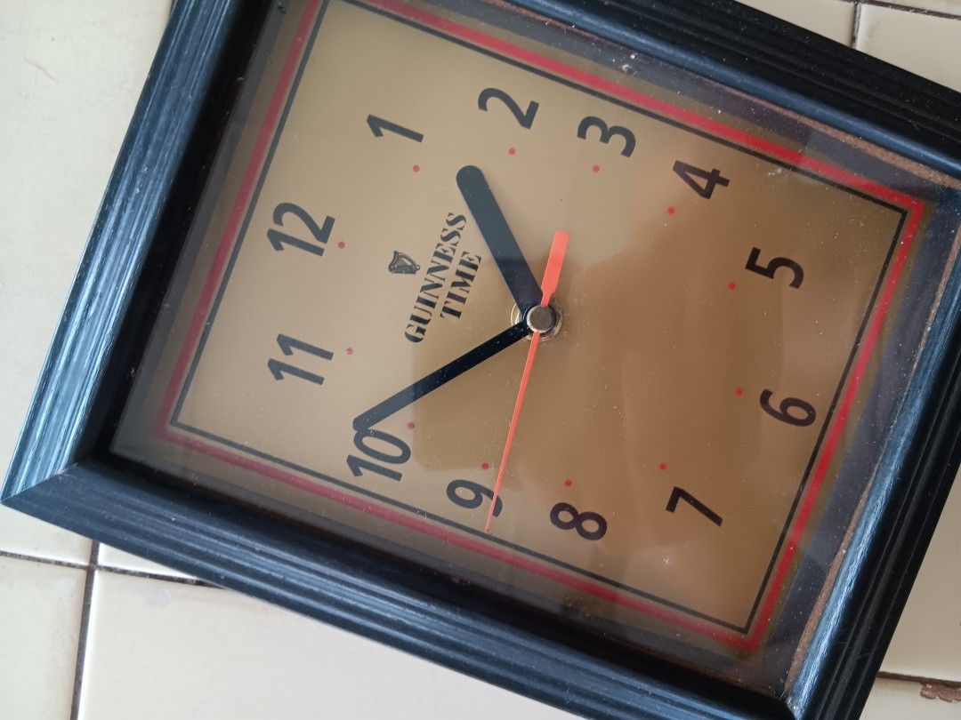 Vintage Guinness time wall clock, Furniture & Home Living, Home Decor ...
