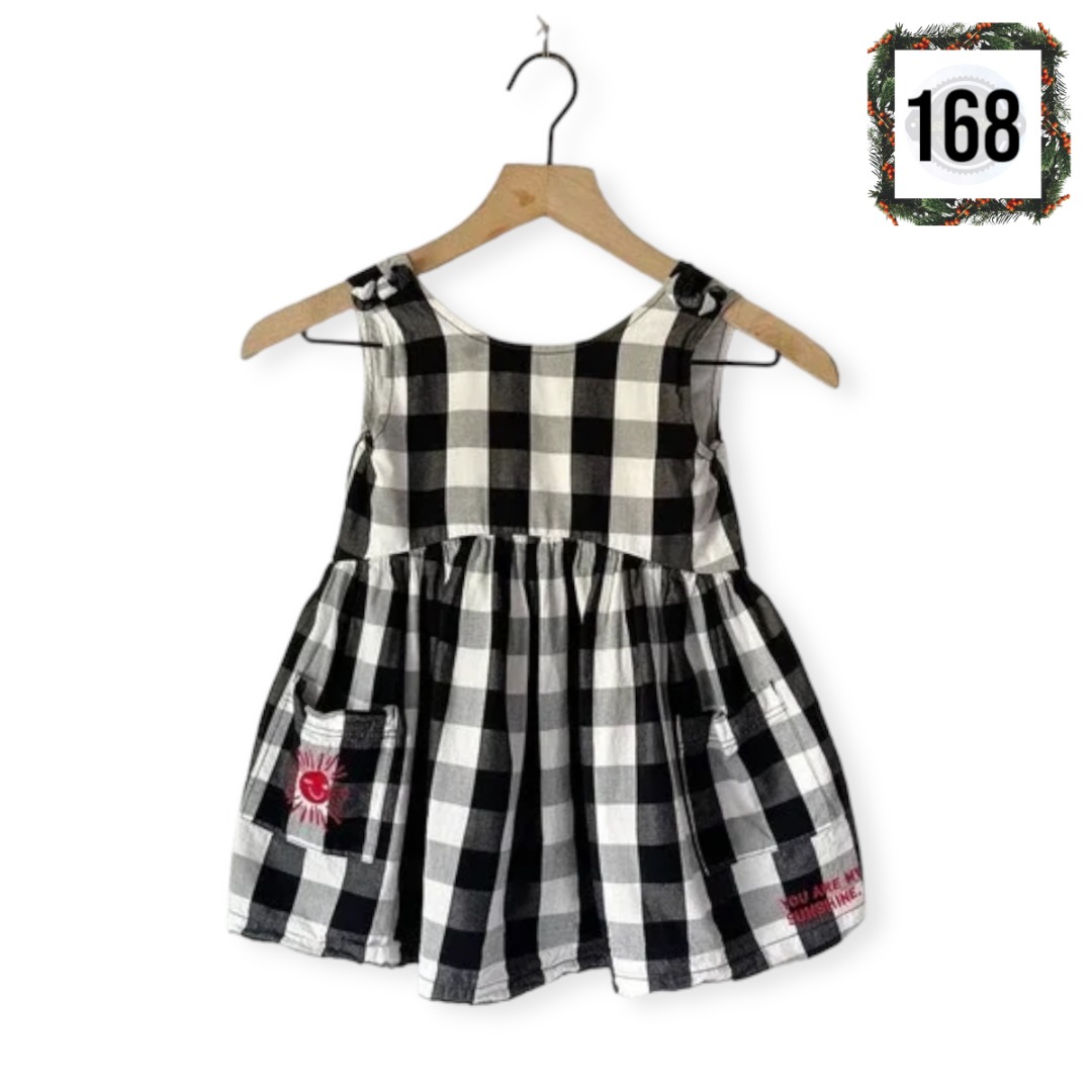 168. PRELOVED - MYLEENE KLASS GIRLS BLACK WHITE BUFFALO CHECK DRESS ...