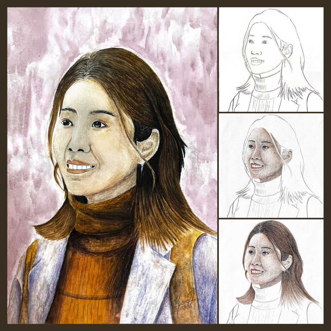 A5/A4 COLORING PORTRAIT | MEWARNA POTRET [ 100% Hand Drawing ] Sketch ...