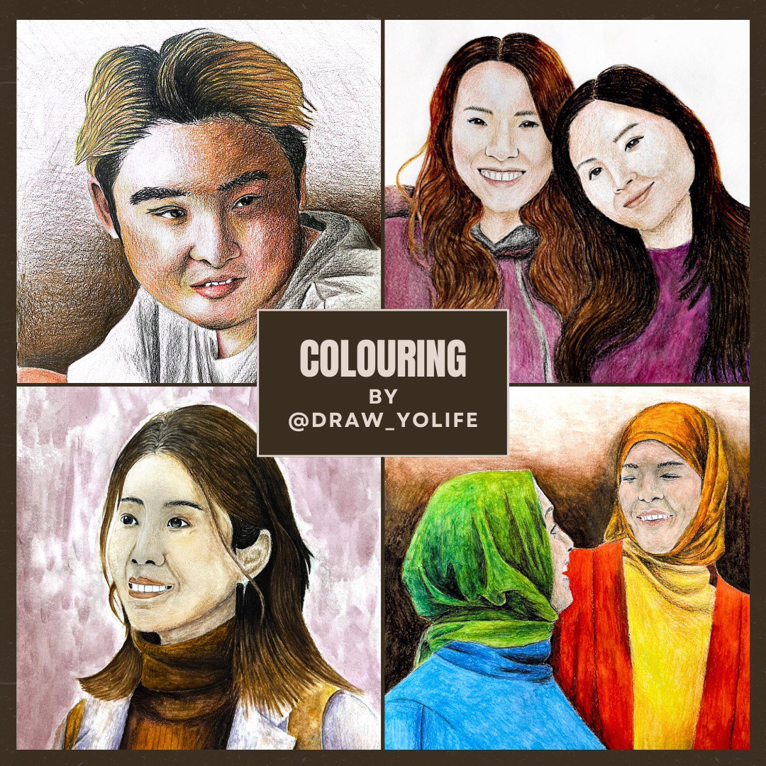 A5/A4 COLORING PORTRAIT | MEWARNA POTRET [ 100% Hand Drawing ] Sketch ...