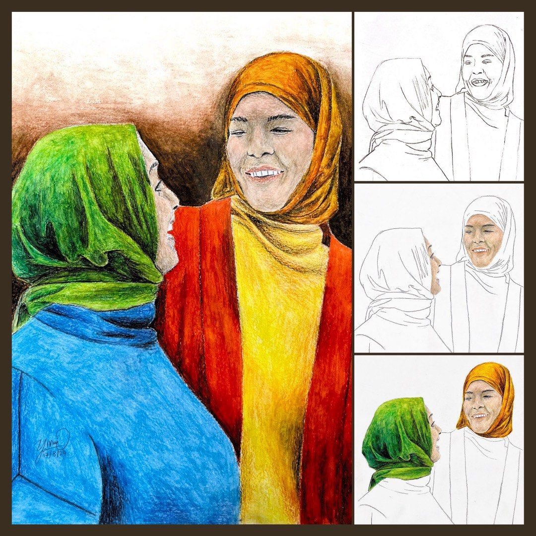 A5/A4 COLORING PORTRAIT | MEWARNA POTRET [ 100% Hand Drawing ] Sketch ...