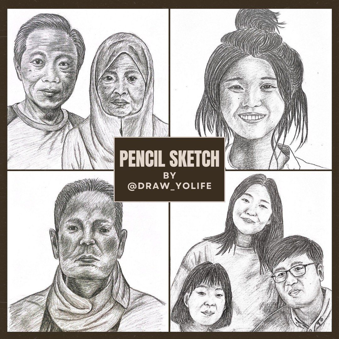 A5/A4 PENCIL PORTRAIT | POTRET PENSIL [ 100% Hand Drawing ] Sketch ...