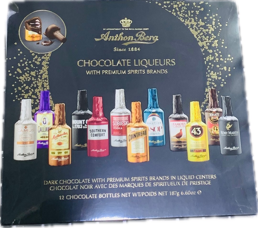 Anthon Berg CHOCOLATE LIQUEURS WITH PREMIUM SPIRITS BRANDS 12 CHOCOLATE ...