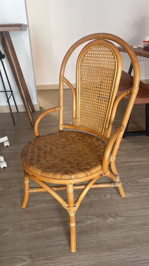 Antique Rattan Handmade Chair / Kerusi Rotan, Furniture & Home Living ...
