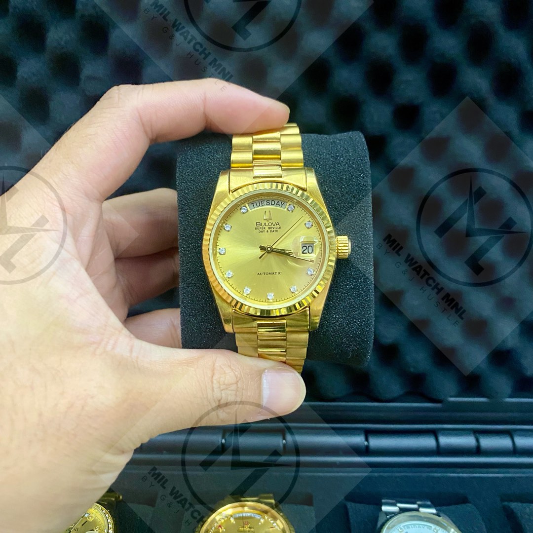Bulova President Day-Date (Gold tone with gold dial), Luxury, Watches ...