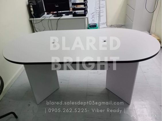 Conference Table 'OVAL' Black edge design Wood base and modesty ...