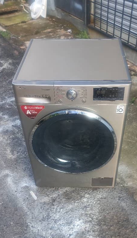 DD inverter LG front load hot washer 10.5kg fully automatic washing machine steam mesin basuh ...