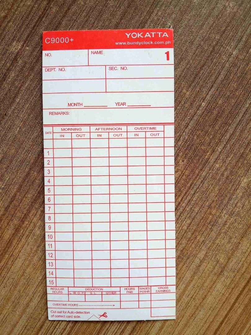 dtr time card, daily time recorder cards, Yokatta c-9000+ time card ...