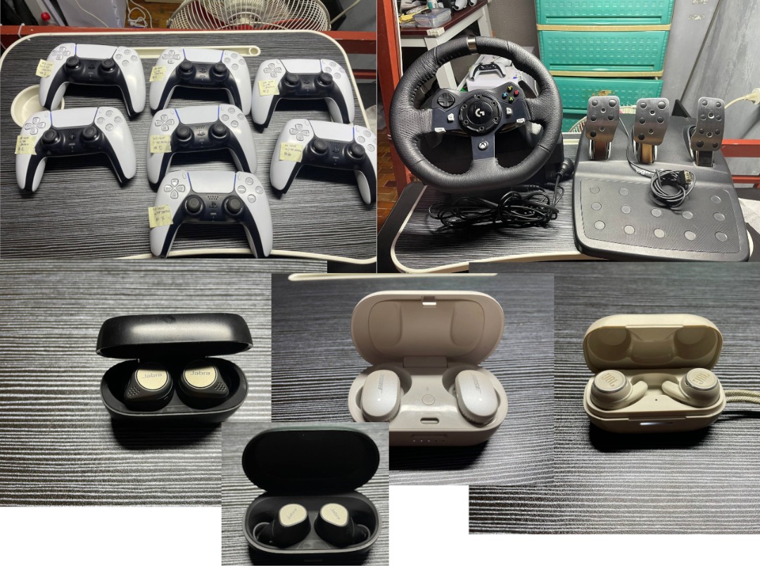 Dual Sense Controller, Racing Wheel Controller, Earbuds, XBOX 360 HDD ...