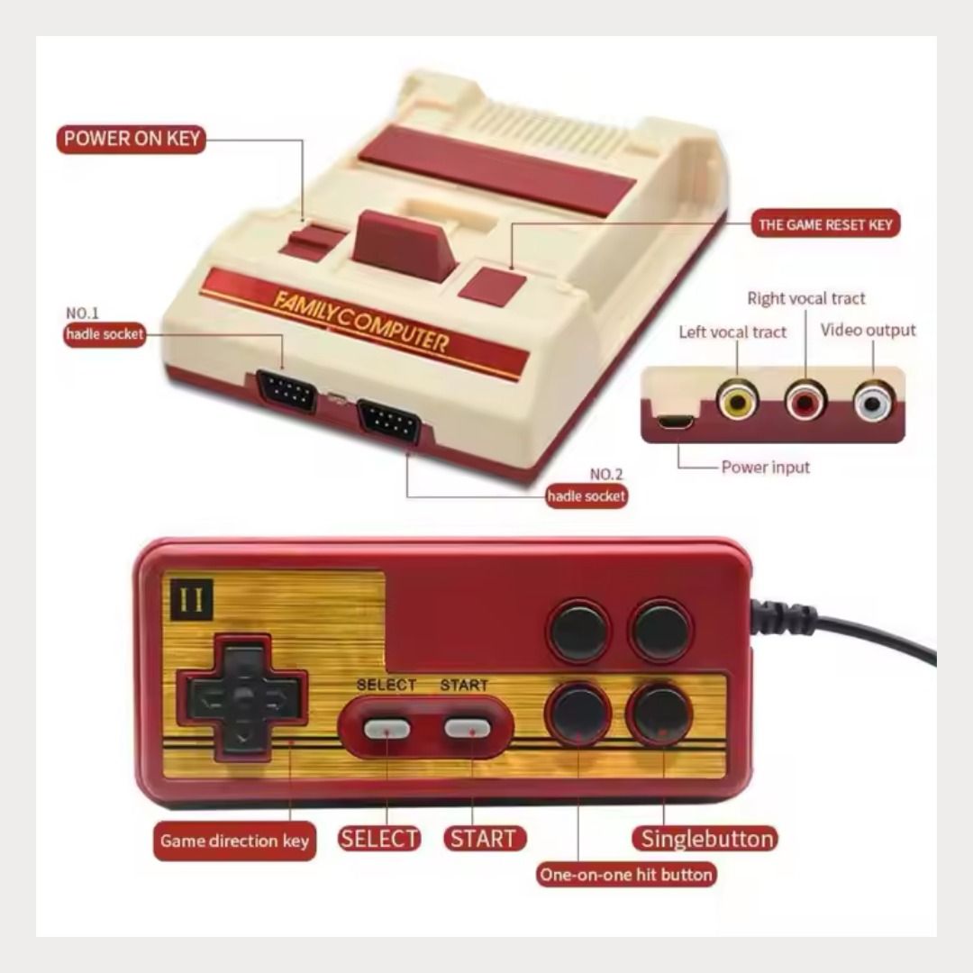 Family Computer FC Compact, 8 Bit Retro Video Game Console, 132-in-1 ...