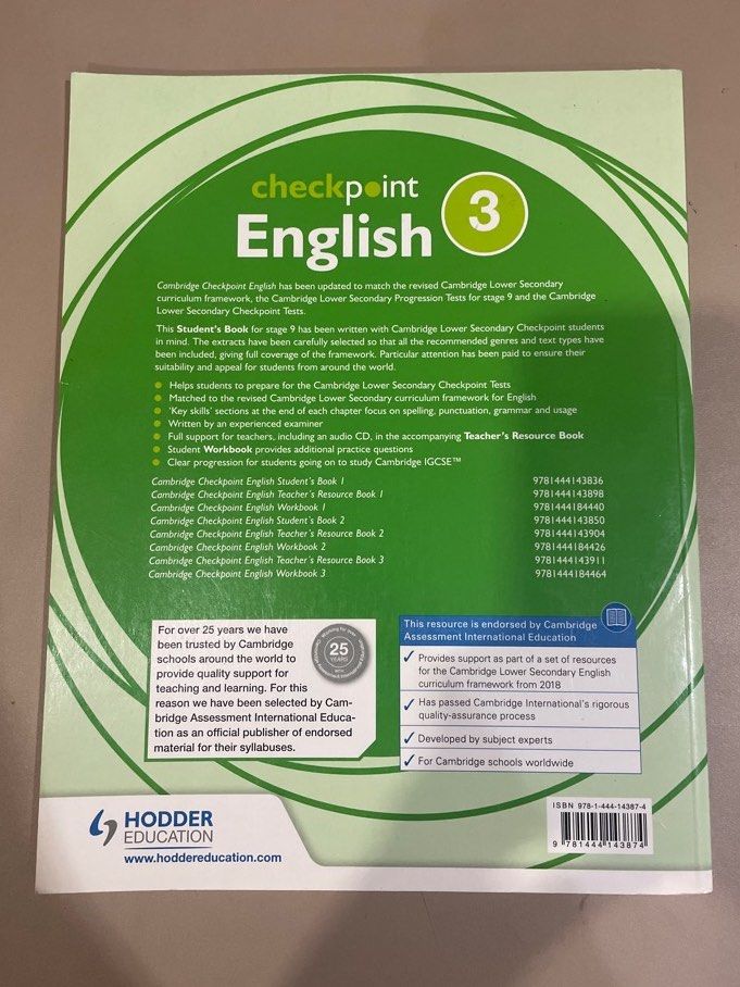 John Reynolds Cambridge Checkpoint English 3, Hobbies & Toys, Books ...