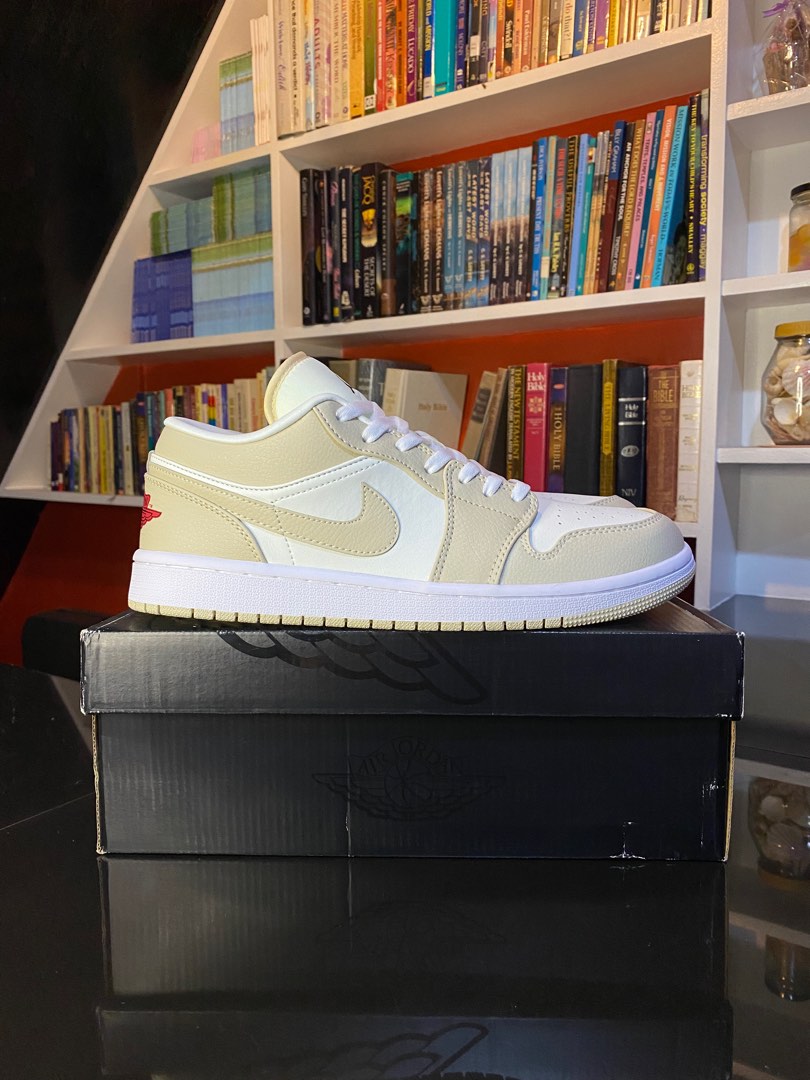 Jordan 1 Low SE Sail Rattan University Red, Men's Fashion, Footwear ...