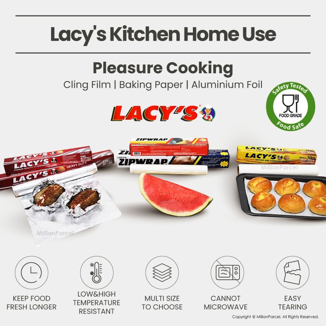 Lacy’s PVC Cling Film | Plastic Food Wrap | Chef bake Baking Paper | Aluminum Foil, TV & Home ...