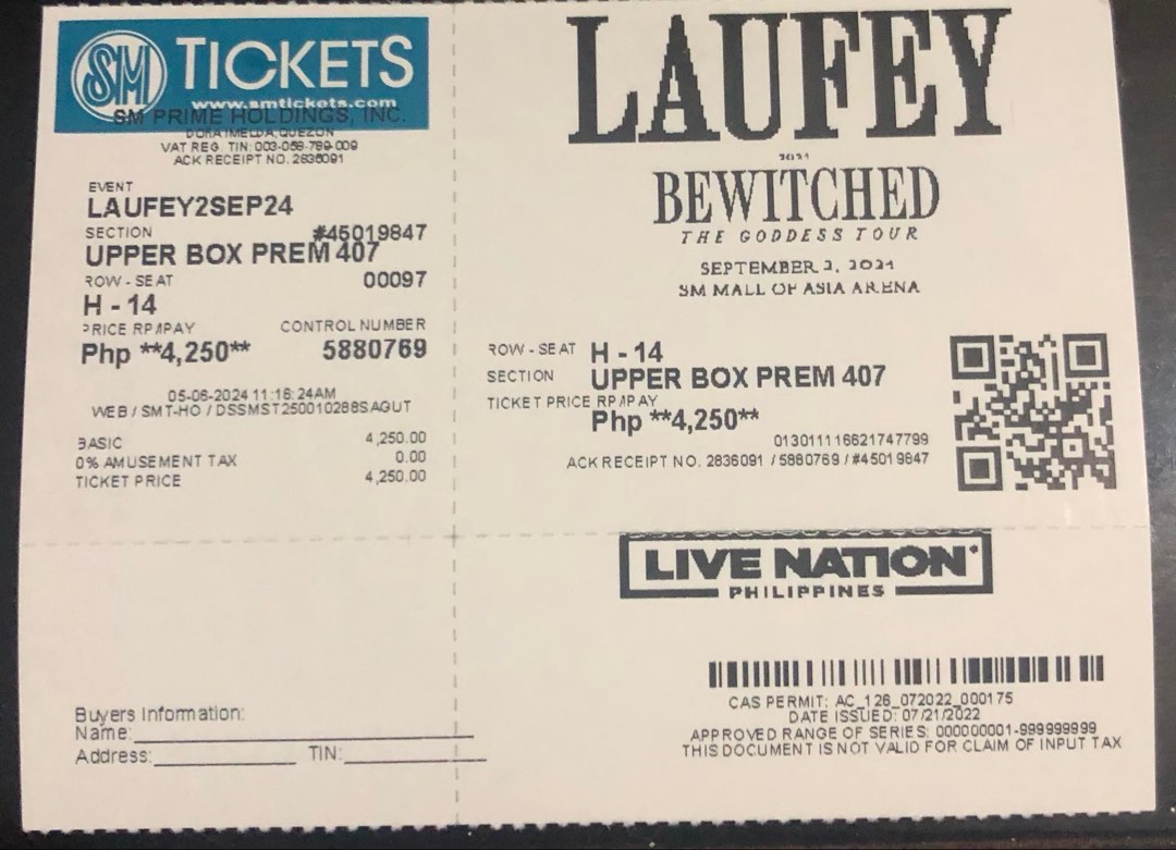 laufey bewitched concert ticket, Tickets & Vouchers, Event Tickets on ...