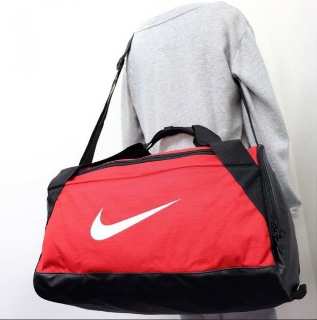 Nike Red Black White Duffel Duffle Bag 40L Litre Unisex Male Female Sling Crossbody Gym Shoulder ...