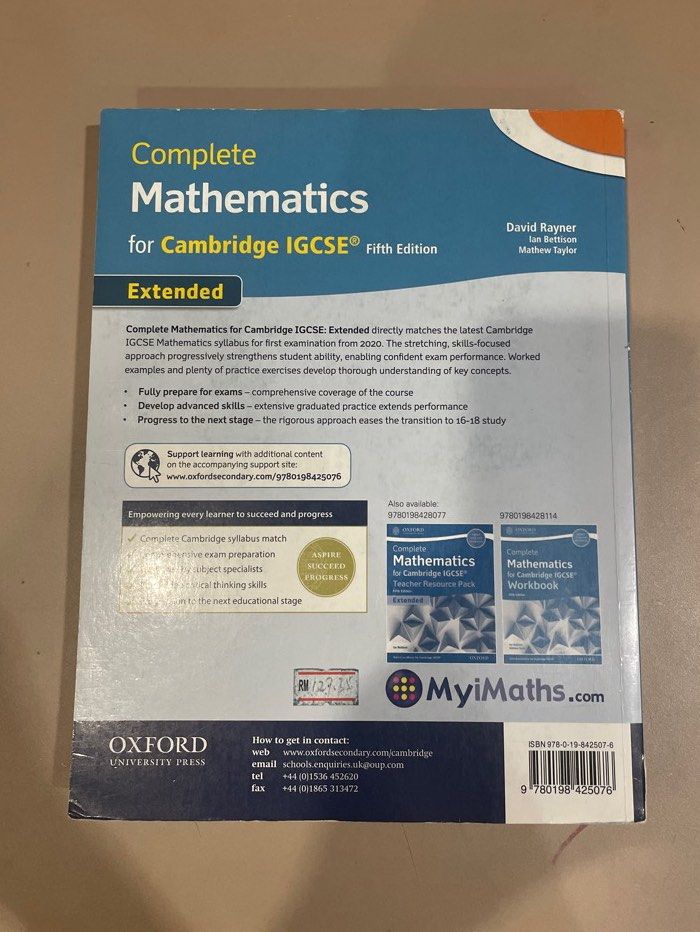 OXFORD Complete Mathematics for Cambridge IGCSE Fifth Edition Extended ...