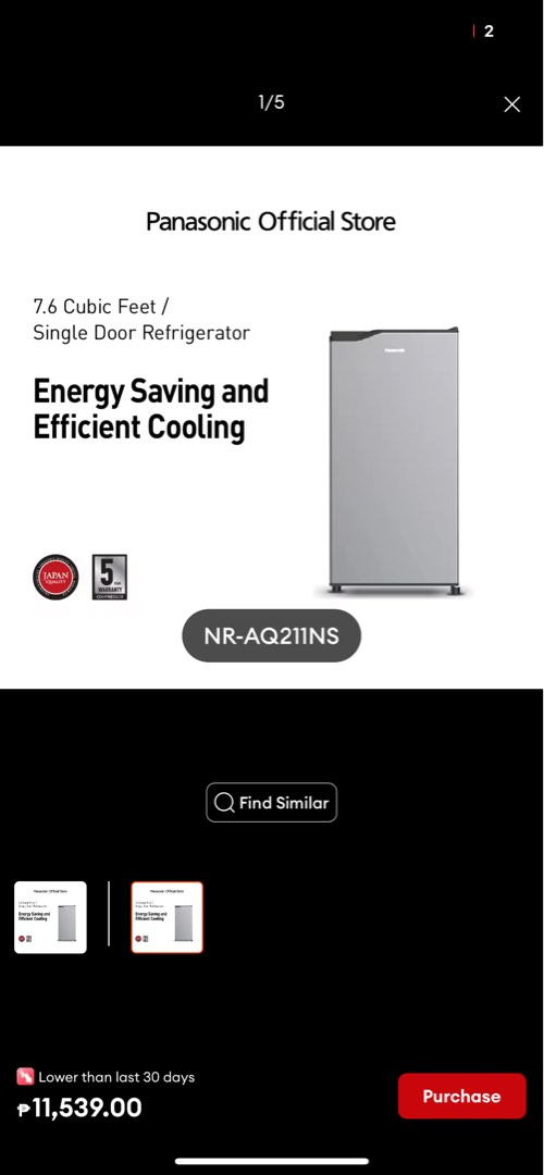Panasonic NR-AQ211NS 7.4 cu. ft. 1 Door Direct Cool Non-Inverter ...