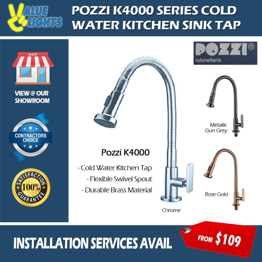 Pozzi K4000 Flexible Gooseneck Kitchen Sink Tap Flexible Bend Spout for ...
