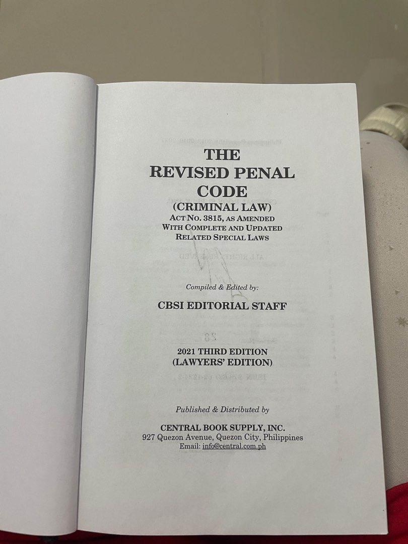 Revised Penal Code (Criminal Law) by CENTRAL (2021), Hobbies & Toys, Books & Magazines ...