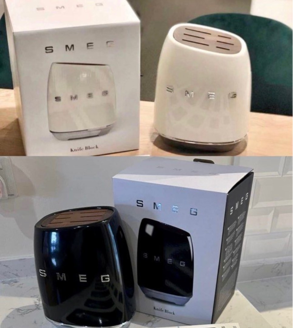 SMEG Knife Block (White, Black), Furniture & Home Living, Kitchenware ...