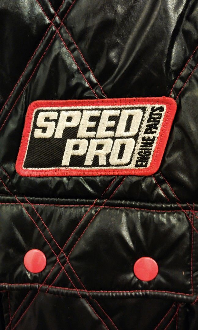 Speed Pro engine parts quilted racing jacket by warehouse, Men's ...