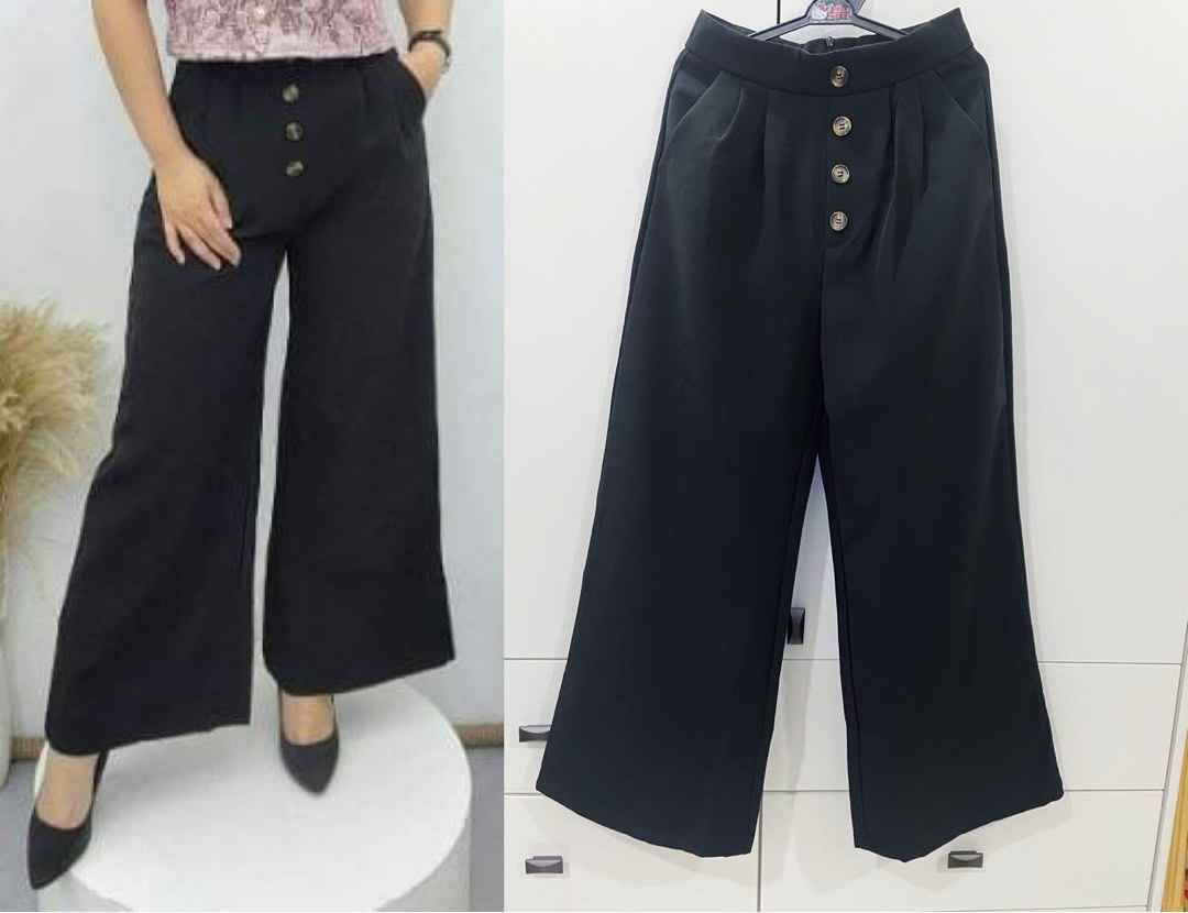 Wide leg High waist Formal Pants Office Wear, Women's Fashion, Bottoms ...