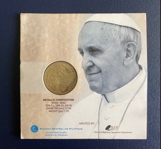 Limited edition commemorative Pope Francis 50 Philippine Peso coin ...