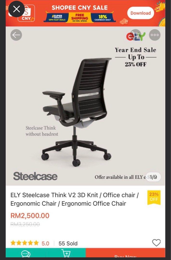 50 Units NEW Steelcase (USA) Think V2 (Pretty Red), Furniture & Home ...