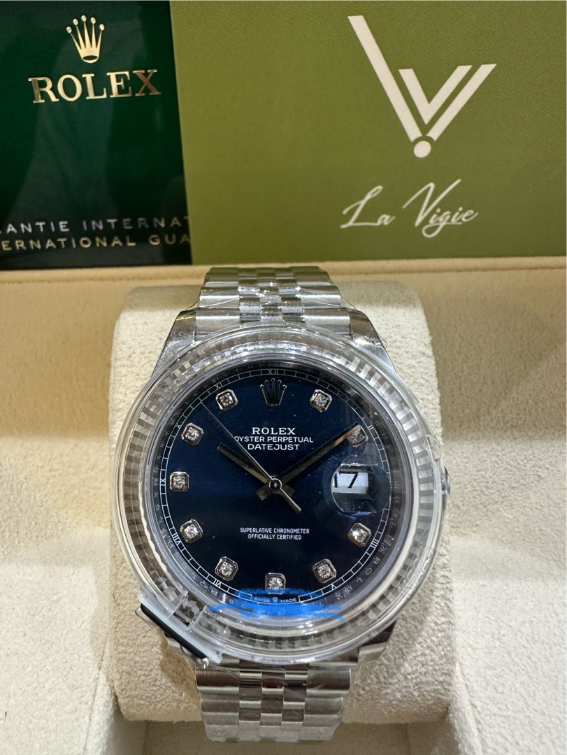 全新現貨8/2024年 Rolex 126334 126334G blue datejust diamond, 名牌, 手錶 - Carousell