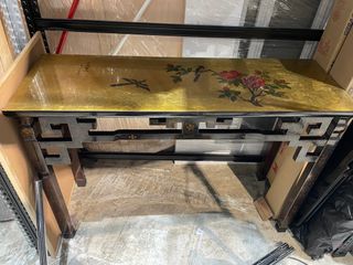 ANTIQUE PERANAKAN BLACKWOOD MOP TABLE AND CHAIRS SET STRAITS CHINESE ...