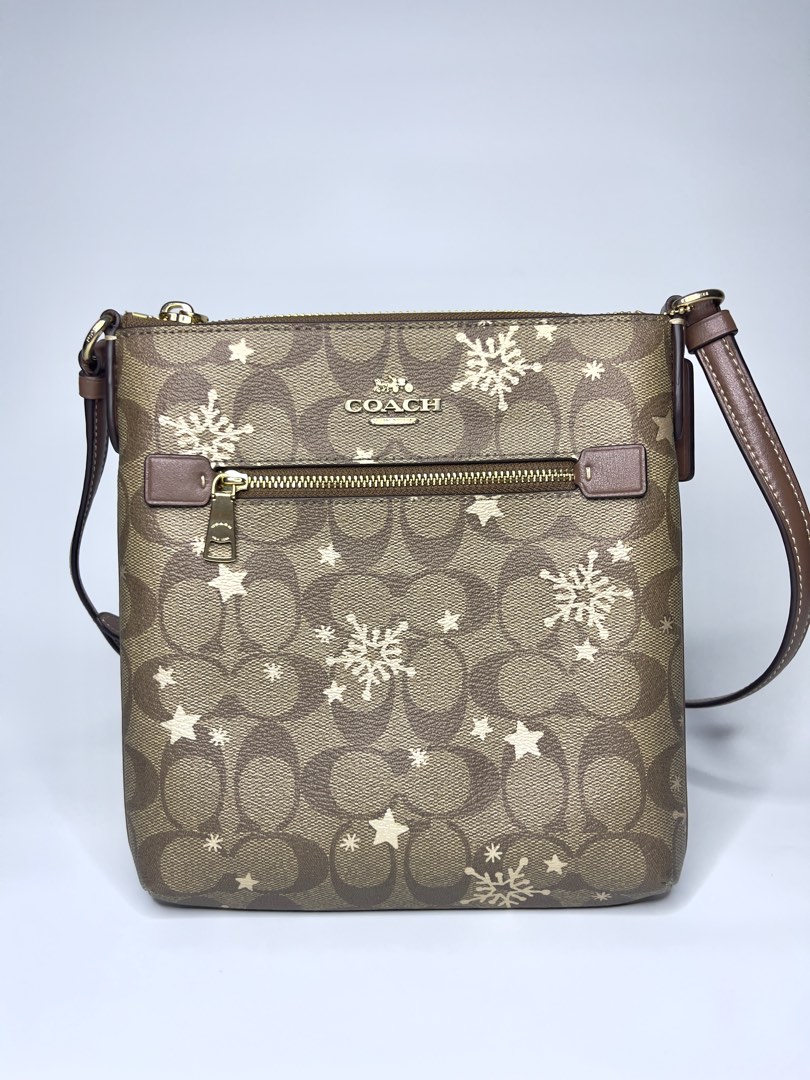 COACH Mini Rowan File Bag In Signature Canvas With Star And Snowflake ...