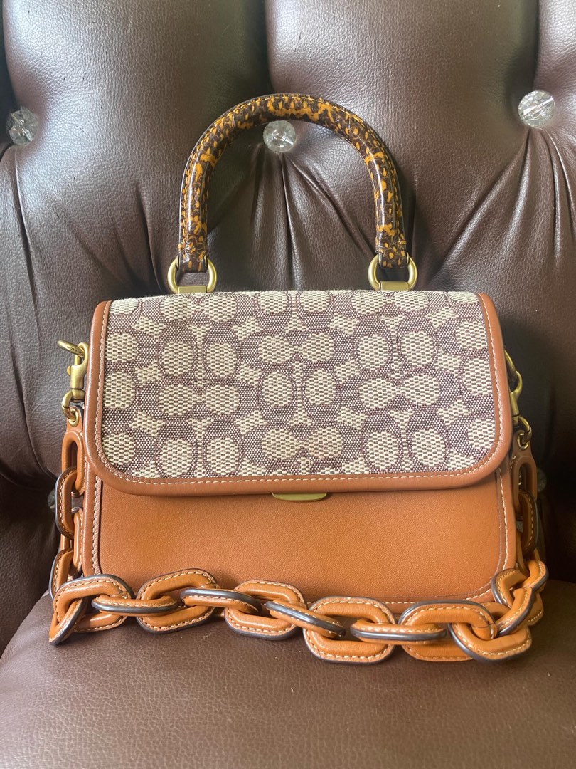 COACH Rogue Top Handle In Signature Jacquard With Snakeskin Detail 100% ...