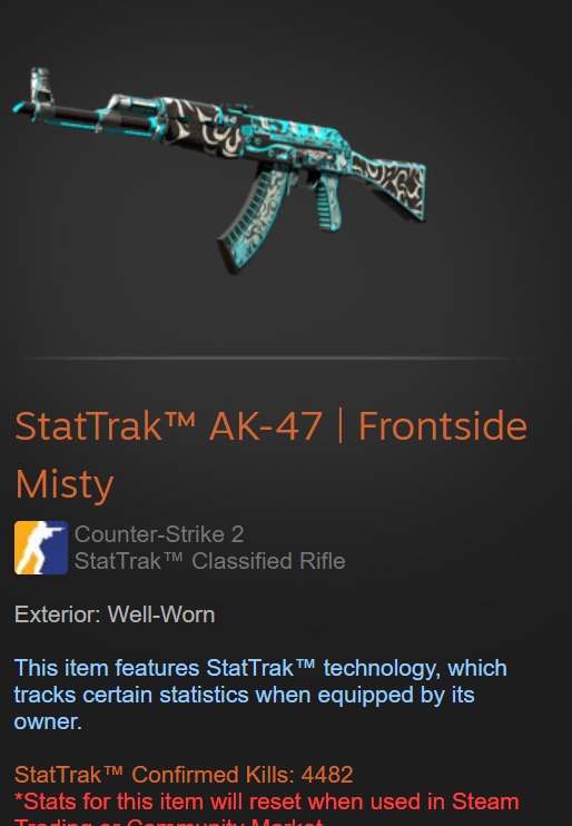 CSGO/CS2 AK47 Frontside Misty StatTrak WW, Video Gaming, Gaming ...