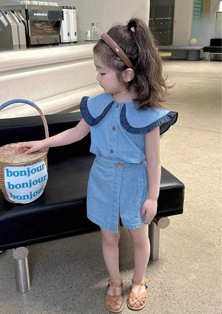 Denim Top and Short, Babies & Kids, Babies & Kids Fashion on Carousell