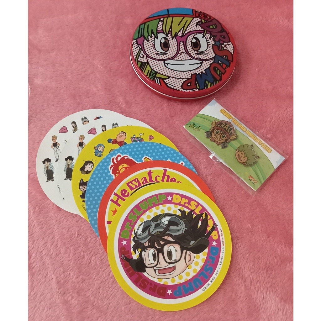 Dr. Slump Collectible Items - Tin Can, Pins, Sticker Set, Hobbies ...