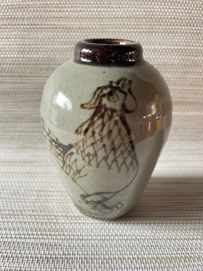 Japanese Rooster Pottery Mini Jar Vase, Furniture & Home Living, Home ...