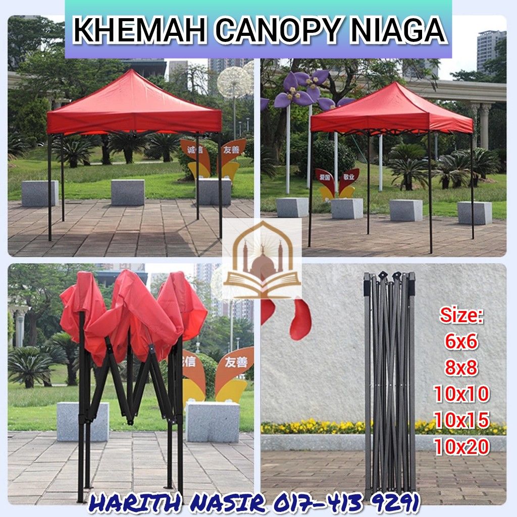 KHEMAH CANOPY NIAGA DAN CANVAS SAHAJA PELBAGAI SAIZ 10X10 8X8 6X6 10X15 ...