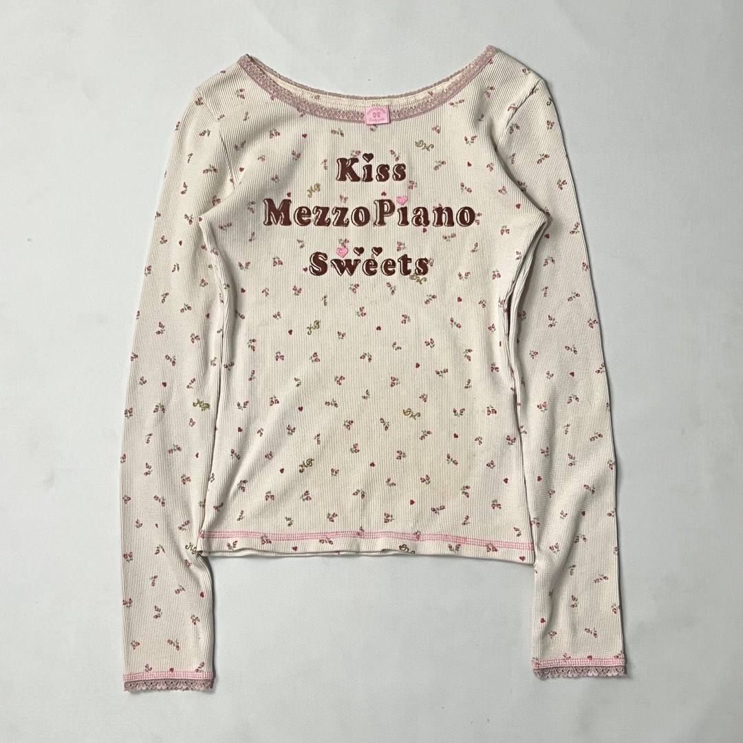 mezzo piano angel blue flower beige longsleeve y2k coquette dainty ...
