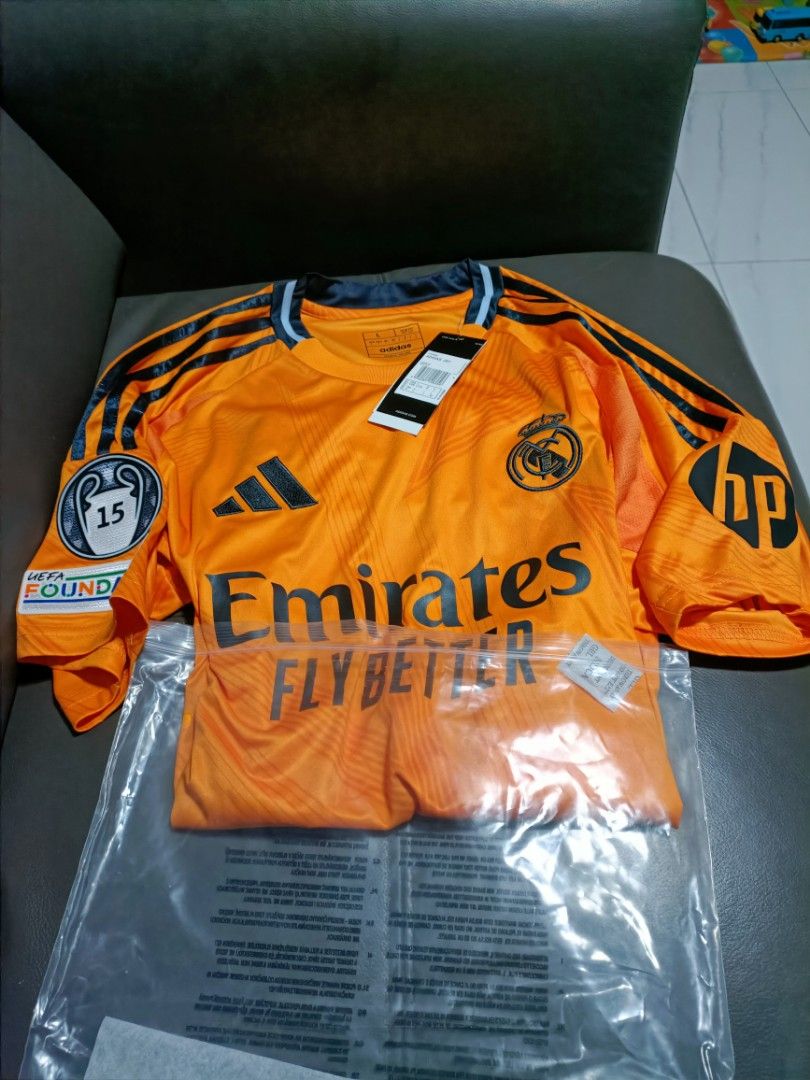 NEW Real Madrid orange away kit football soccer jersey polo tee shirt ...