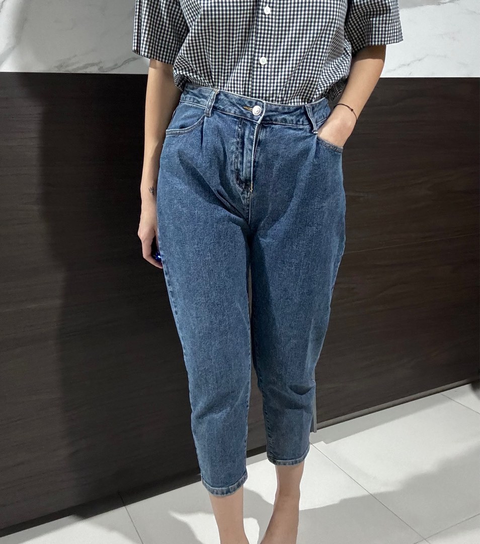 ODIVA HELEN BAGGY JEANS NAVY, Fesyen Wanita, Pakaian Wanita, Bawahan di ...