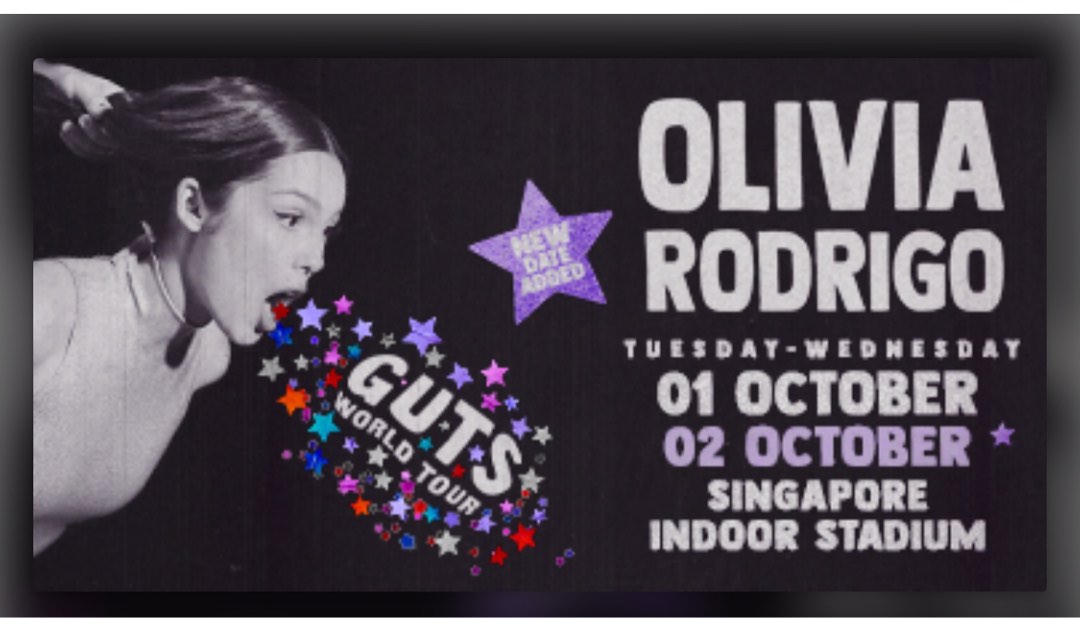 Olivia Rodrigo Guts Tour Singapore Tickets, Tickets & Vouchers, Event ...