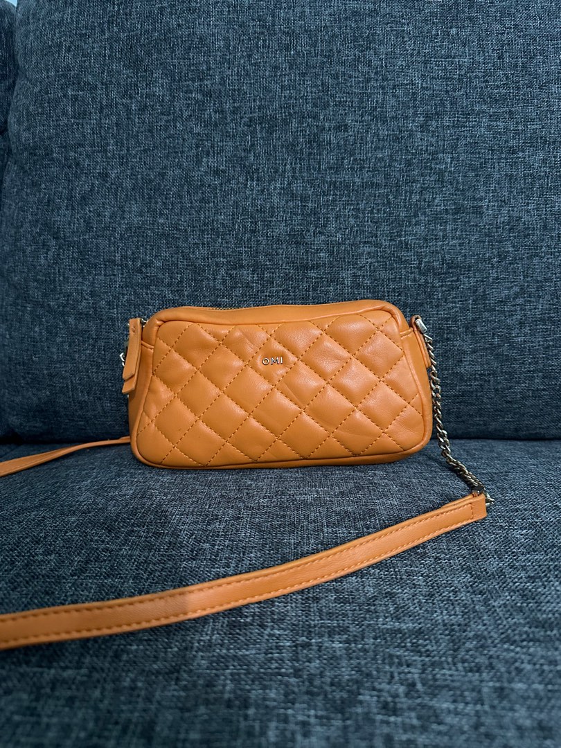 Omi Orange Quilted Mini Chain Sling, Women's Fashion, Bags & Wallets ...