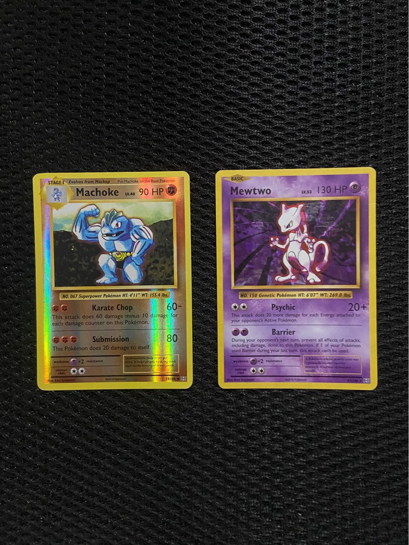 Pokémon Cards (Machoke & Mewtwo), Hobbies & Toys, Toys & Games on Carousell