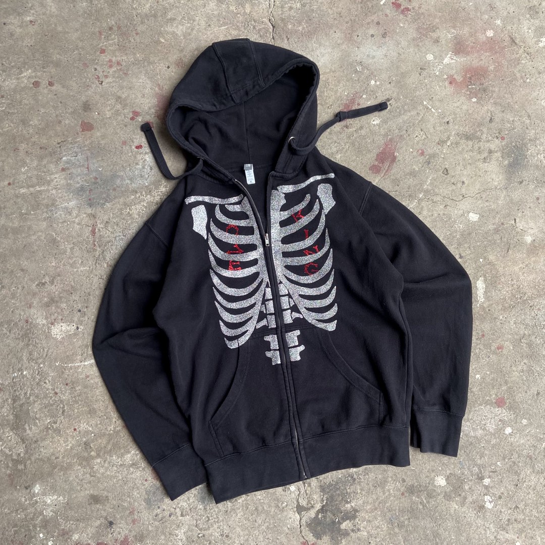 Rare Skeleton Zip up Hoodie, Men's Fashion, Coats, Jackets and ...