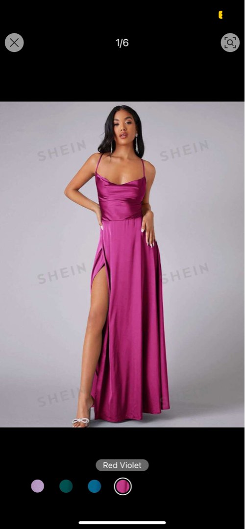 SHEIN HOT PINK SATIN MAXI DRESS, Women's Fashion, Dresses & Sets ...